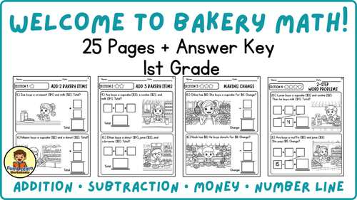 Bakery Math Worksheets | Addition, Subtraction & Money | 1st Grade