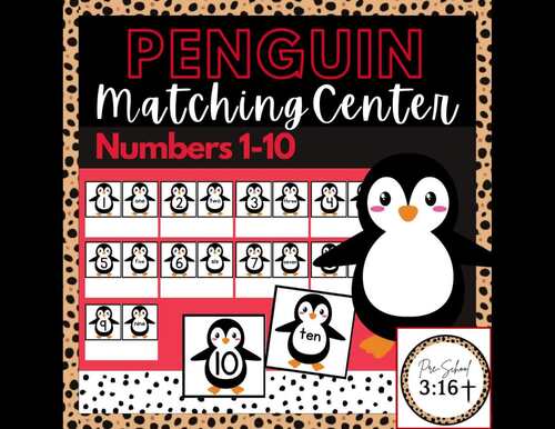 Penguin Numbers 1-10 Center| Winter Activity| Matching Number Game