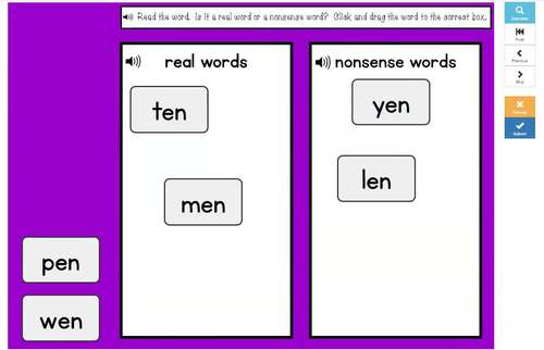 Real and Nonsense Words with Short e Sound for Decoding Practice Boom ...