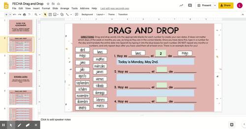 Editable Spanish Date Digital Google Slides Activity | TPT