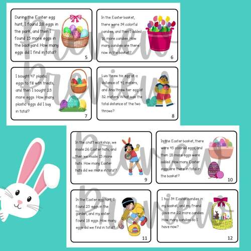 Tarjetas de Problemas de Adición de Pascua | Centros de Matemáticas