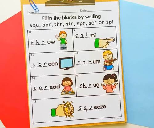 Three Letter Blends Worksheet | Trigraphs Practice by The Joy in Teaching