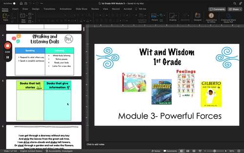 EDITABLE 1st Grade Wit and Wisdom Module 3 Powerpoint and Anchor Charts