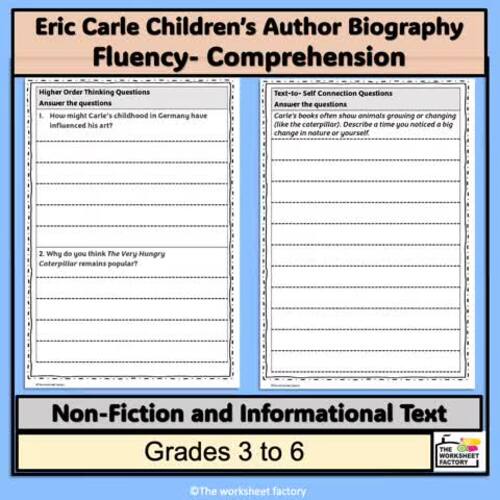 Eric Carle Children’s Author Biography Fluency- Comprehension | TPT
