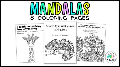 AVID Mandala Coloring Pages with Inspirational Quotes for SEL by AVID Nerds