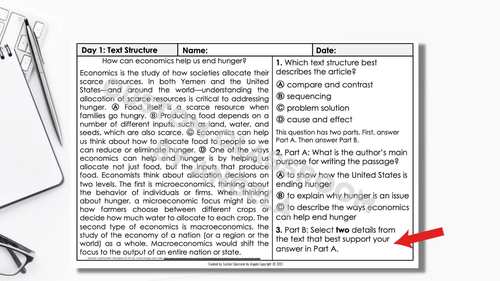 Text Structure Daily Reading Comprehension STAAR 2.0 Warm Ups | TPT