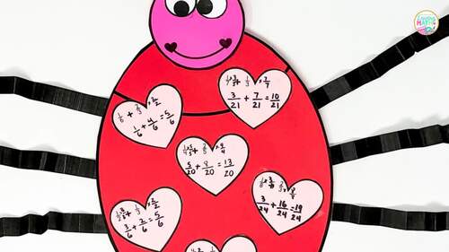 Adding , Subtracting, Multiplying and Dividing Fractions Valentine's ...