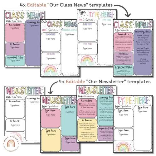 Classroom Newsletter Templates | Editable | Spotty Pastels Classroom Theme