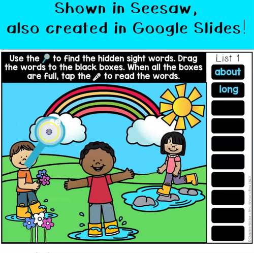 Digital Primer Sight Word Activities - premade Seesaw & Google activities