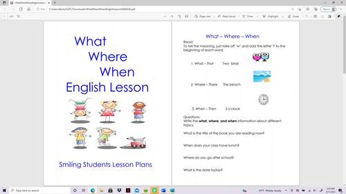 English Language Learners Worksheets by Smiling Students Lesson Plans