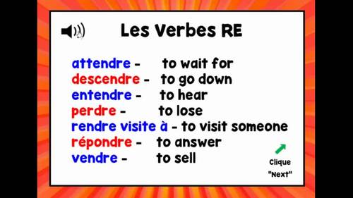FRENCH RE VERBS BOOM CARDS ⭐ Level 2 ⭐ Regular Verbs Task Writing ...