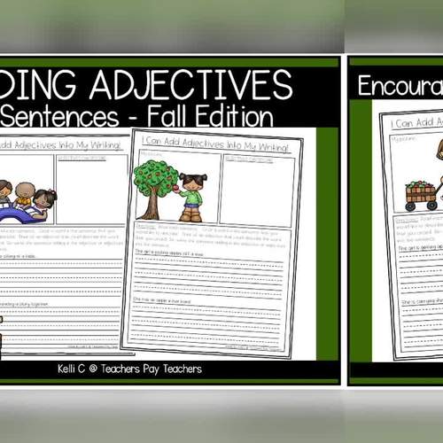 Practice Adding Adjectives while Writing Sentences Fall Autumn by Kelli C