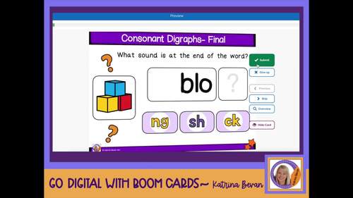 Boom™ Cards: Phonological Awareness- Final Digraphs by Katrina Bevan