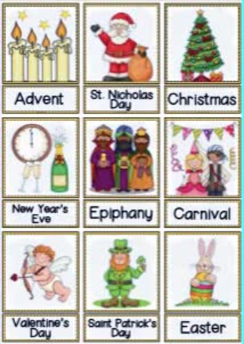 FESTIVALS AROUND THE YEAR - Picture + Word Cards (ESL/EFL) | TpT