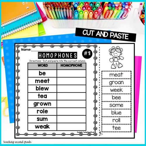 Homophones Cut and Paste Sorting Activity | Grammar Worksheets 1st 2nd ...