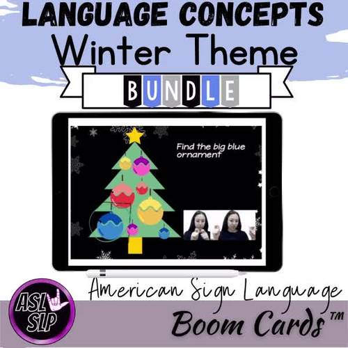Boom Cards - Winter/Holiday Themed: Language Concepts with ASL & Low Vision