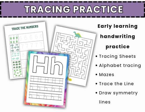 Tracing Practice Early Learning Worksheets – Printable Activities