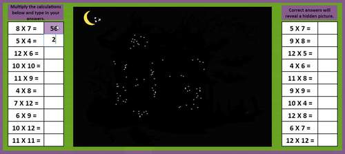 Mystery Digital Pixel Art NO PREP - Haunted Multiplication to 12