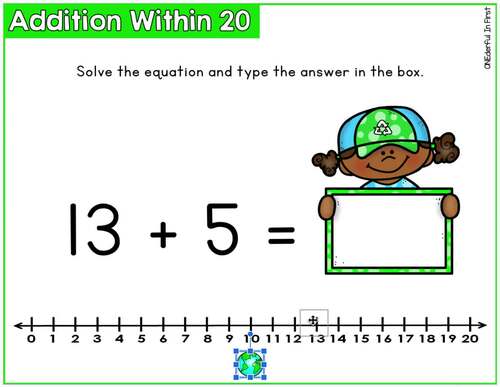 Earth Day Addition Within 20 for Google Slides by ONEderful In First