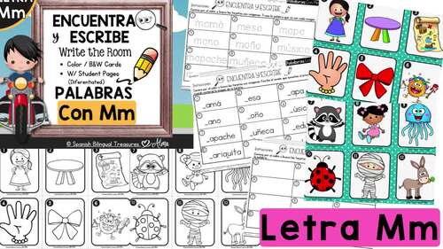 Spanish Write the Room Letter Mm | Bilingual Kindergarten Literacy Center