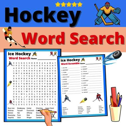 Hockey Word Search Puzzles Winter Activity Resource by DadsDesigns