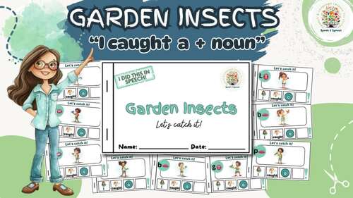 Gestalt Model w/ Sentence Frame Mini Book (Insects: "I caught a + noun!")
