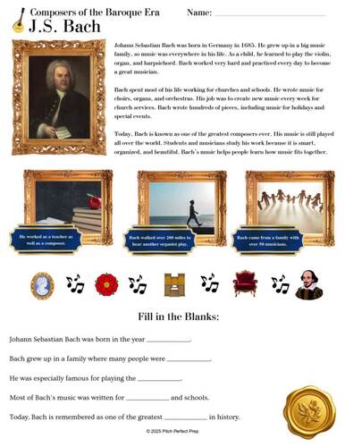 Composers of the Baroque Era Bundle | 10 Printable Worksheets ...