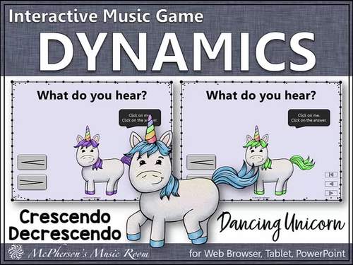 Dynamics Crescendo Decrescendo Interactive Music Game {Dancing Unicorn}