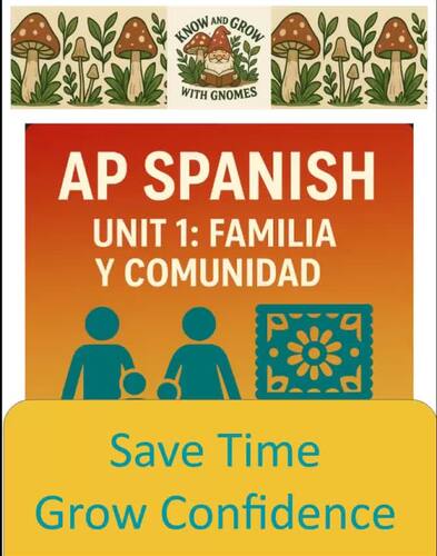 AP Spanish Unit 1: Familia y Comunidad Vocabulary, Reading & Practice Sheet