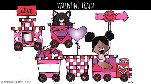 Valentine Train clip art, Valentine's Day clip art Mini by Melonheadz ...