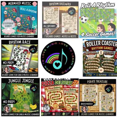 Roll A Rhythm Bundle: 8 Music Rhythm Board Games | TPT