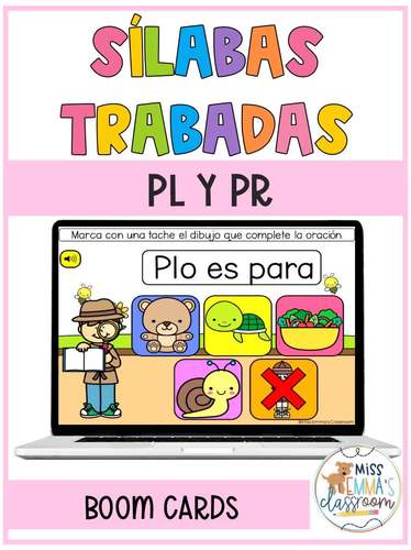 Sílabas trabadas Pl y Pr Boom Cards | Digital Blends in Spanish | TPT