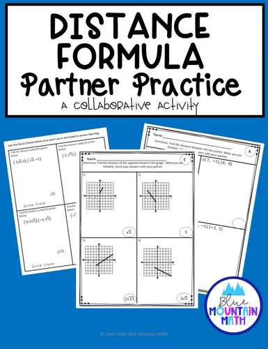 Distance Formula Partner Practice by Blue Mountain Math | TPT