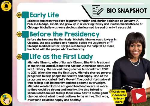 Michelle Obama LINKtivity® (Digital Biography Activity | Research Activity)