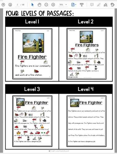 Community Workers Helpers | Reading Comprehension Worksheets for Special Ed