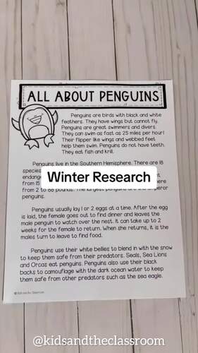 Winter Animal Research Project Compare & Contrast | Polar Bears & Penguins
