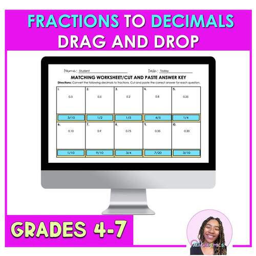 Converting fractions to decimals by A1academics | TPT