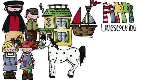 Pippi Longstocking clip art, literature clip art COLORED Version