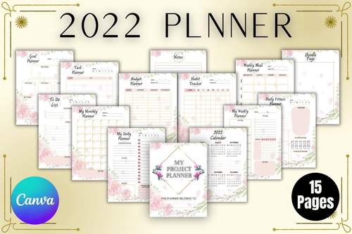 Printable Planner and Calendar Canva Templates, Daily, Weekly, Meal, to ...