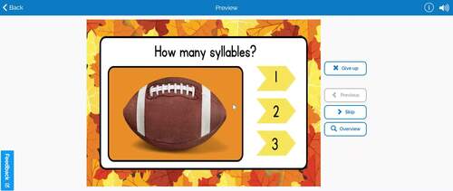 November Counting Syllables Boom Cards by The Creative Critter | TPT