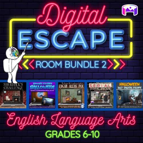 ELA Middle School/High School 360° ELA Digital Escape Room Bundle 2