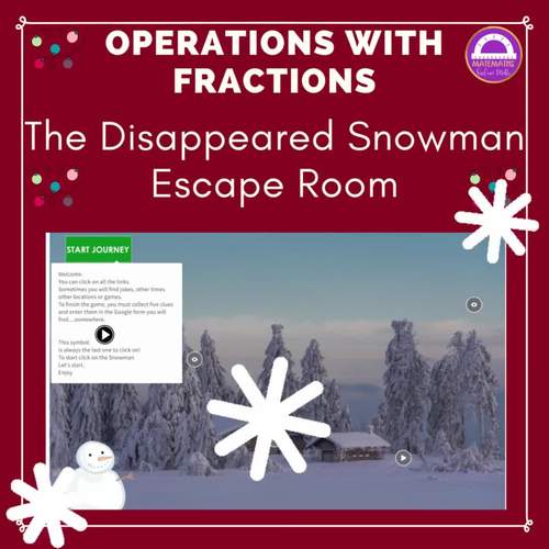 Winter Escape Room Fractions Operations | The Disappeared Snowman by ...