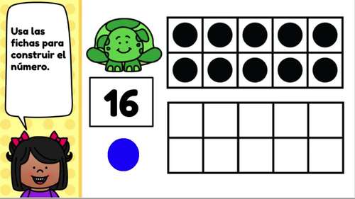 Google Slides and Seesaw Math in Spanish- Los animales- Números de 11-20