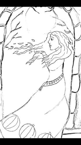 Halloween Autumn October Moon Medieval Coloring Page by Fairychamber