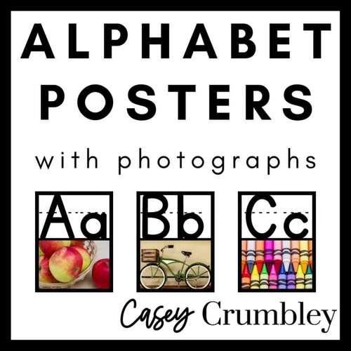 Alphabet Posters with Real Photos Pictures Photographs White Theme