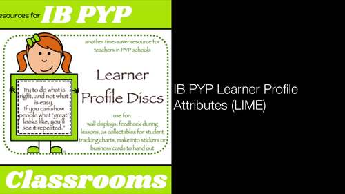 Learner Profile Attributes LIME Display Posters for IB PYP 2nd-5th grade