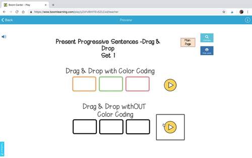Present Progressive Sentences Boom Cards™ Drag & Drop Set 1 ...
