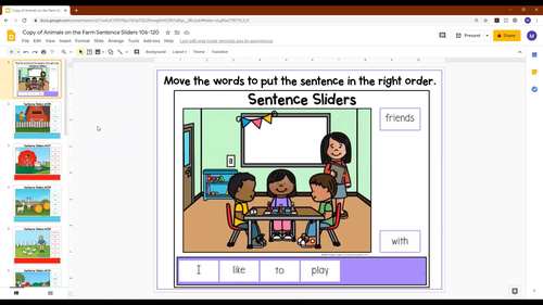 Sentence Building for Google Slides™: Farm Animals by Creation Castle