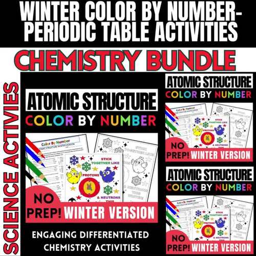 Winter Periodic Table Color by Number Chemistry Science Review Activities