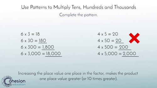 Multiplying Tens, Hundreds & Thousands by Cohesion Education | TpT